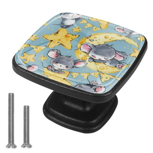4 Pcs Cabinet Handle Drawer Pulls Funny Cartoon Mouse Knobs with Screws ...
