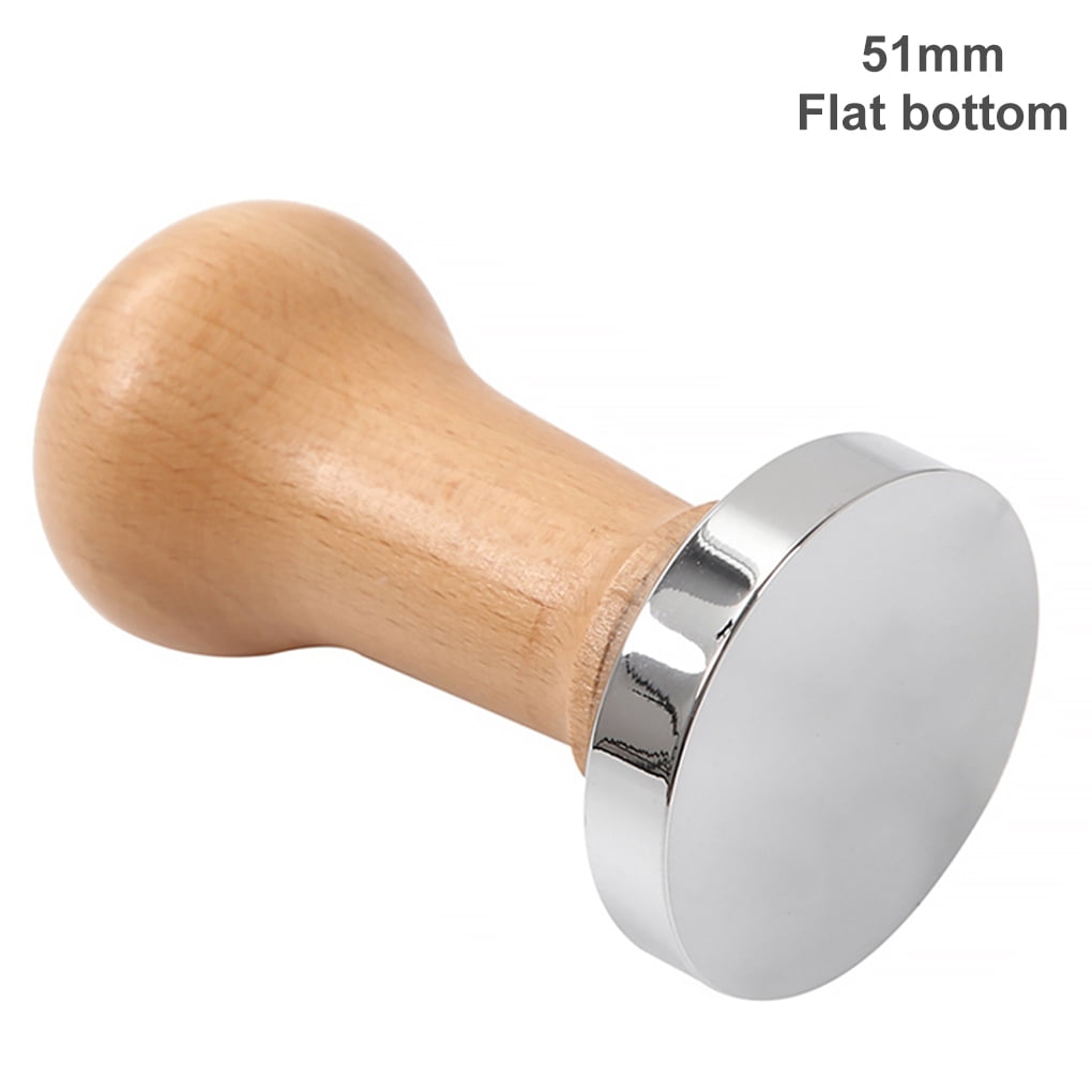 Solid Wood Handle Coffee Tamper Stainless Steel Press Powder Hammer ...