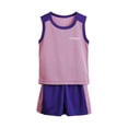 Ashyfjp Girls Quick-Dry Mesh Sports Outfit Set Color Block Sleeveless ...