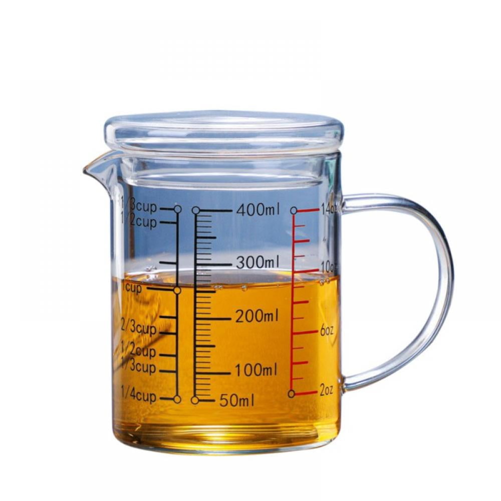 Aosijia Glass Measuring Cup with Glass Lid 400ML Insulated Handle V ...