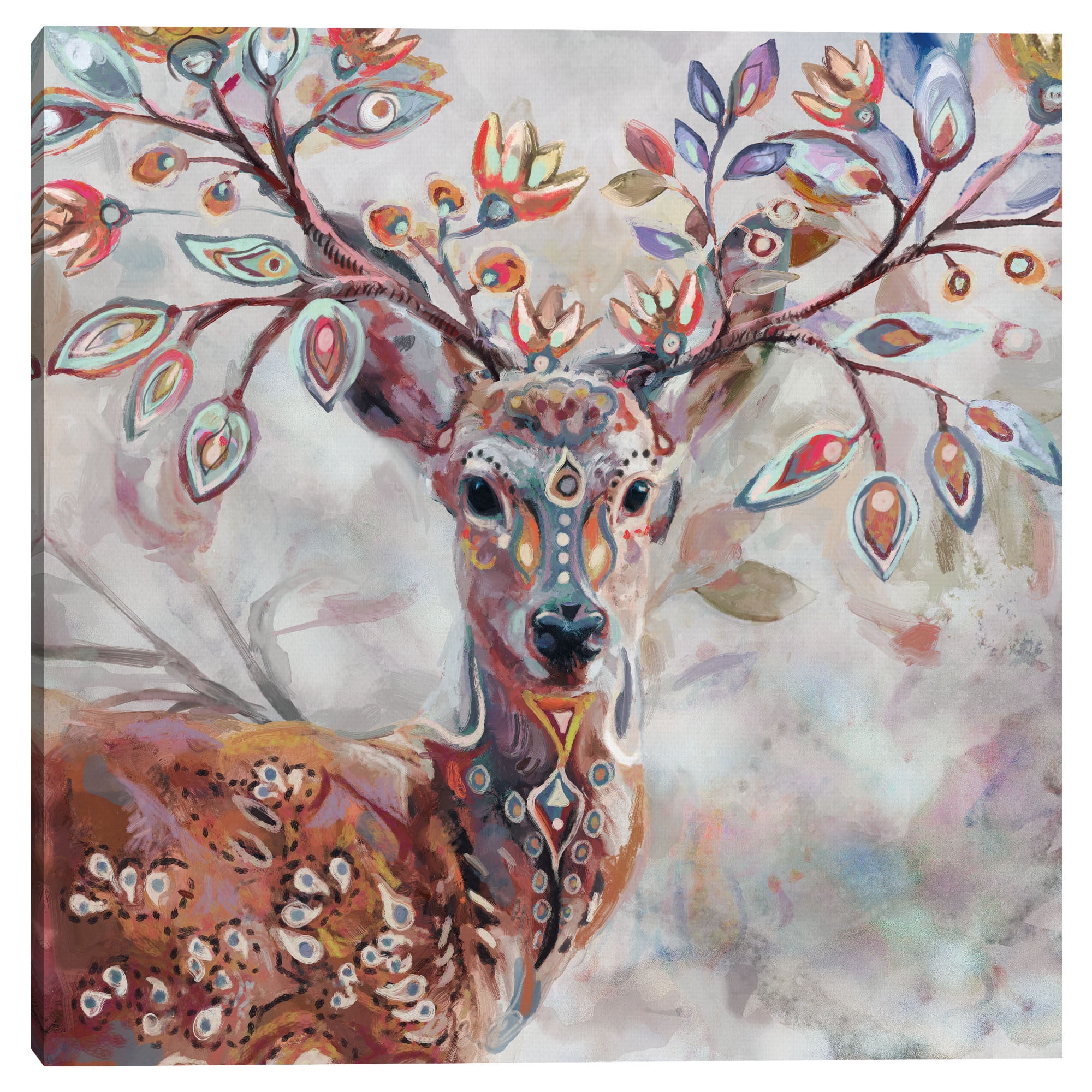 Boho Deer by Studio Arts Canvas Art Print - Walmart.com