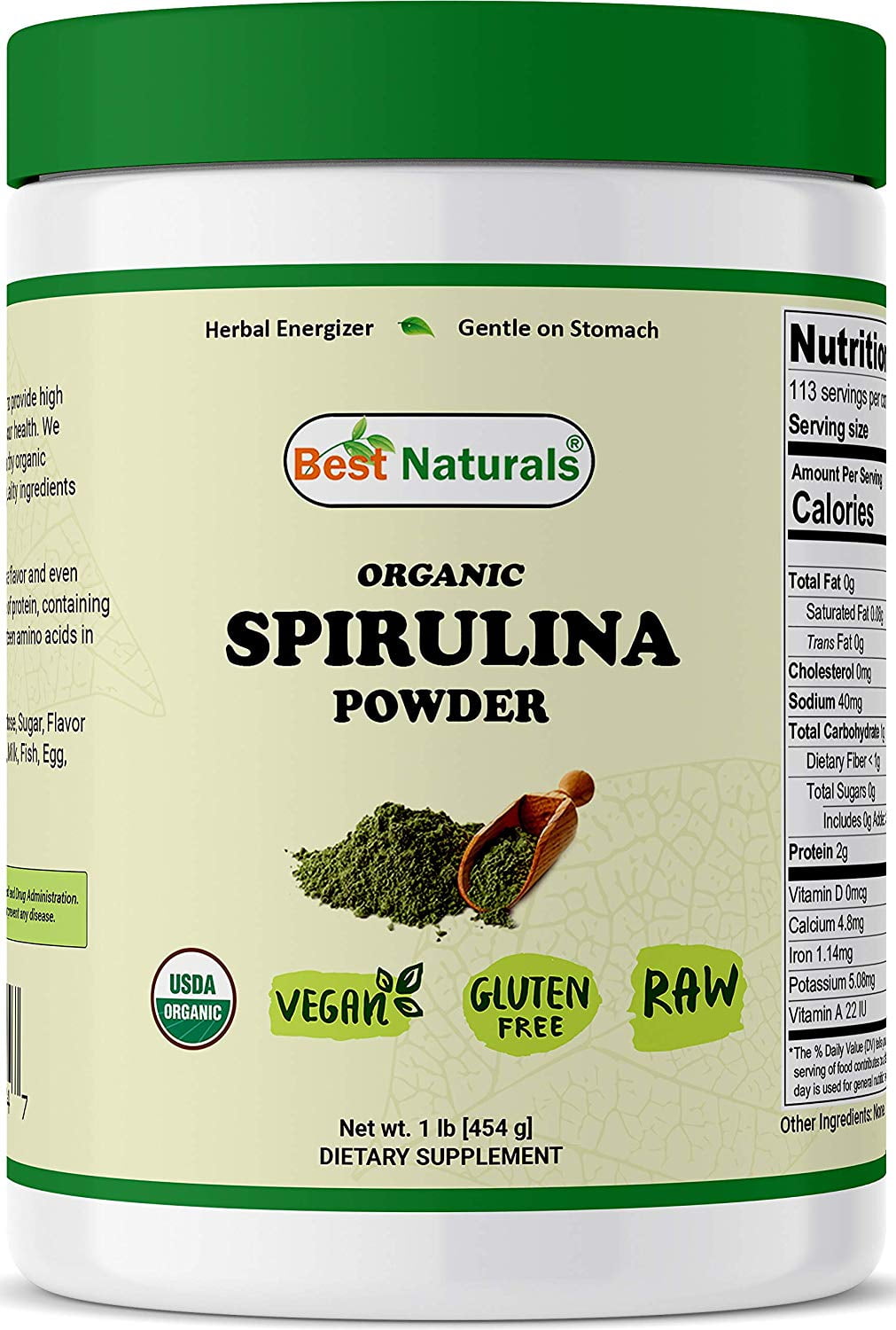 Best Naturals Certified Organic Spirulina Powder 1 Pound (454 Grams ...
