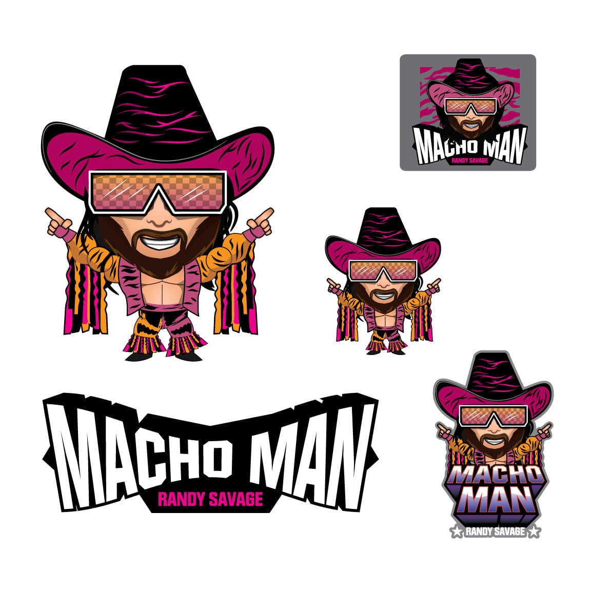 Fathead "Macho Man" Randy Savage Five-Piece Removable Mini Decal Set ...