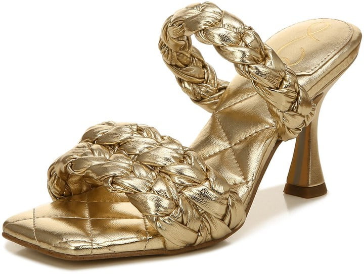 Sam Edelman Meghan Gold Slip On Braided Straps Fashion Mule High Heel ...