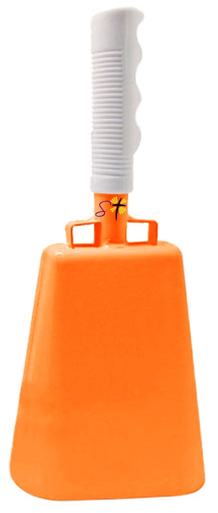 11.2 inch Tennessee Orange Bell White Handle Cowbell with Stick Grip ...