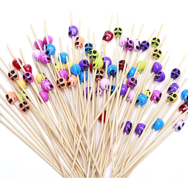 Skeletion Cocktail Picks 100 Counts Halloween Handmade Sticks Wooden ...