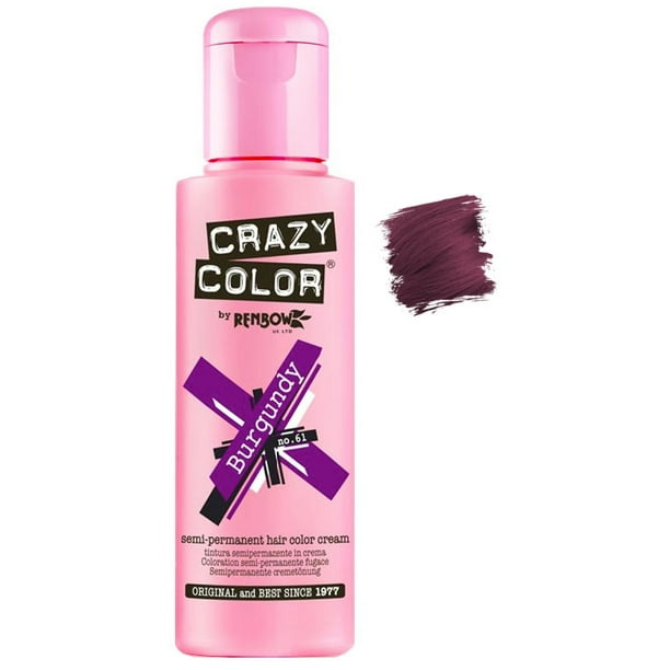 Crazy Color Semi Permanent Hair Colour, Burgundy 61, 5.07 Oz. - Walmart ...
