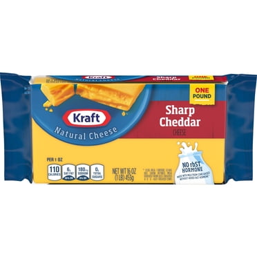 Great Value Sharp Cheddar Cheese 16 oz Block with Flavor, Ideal for ...