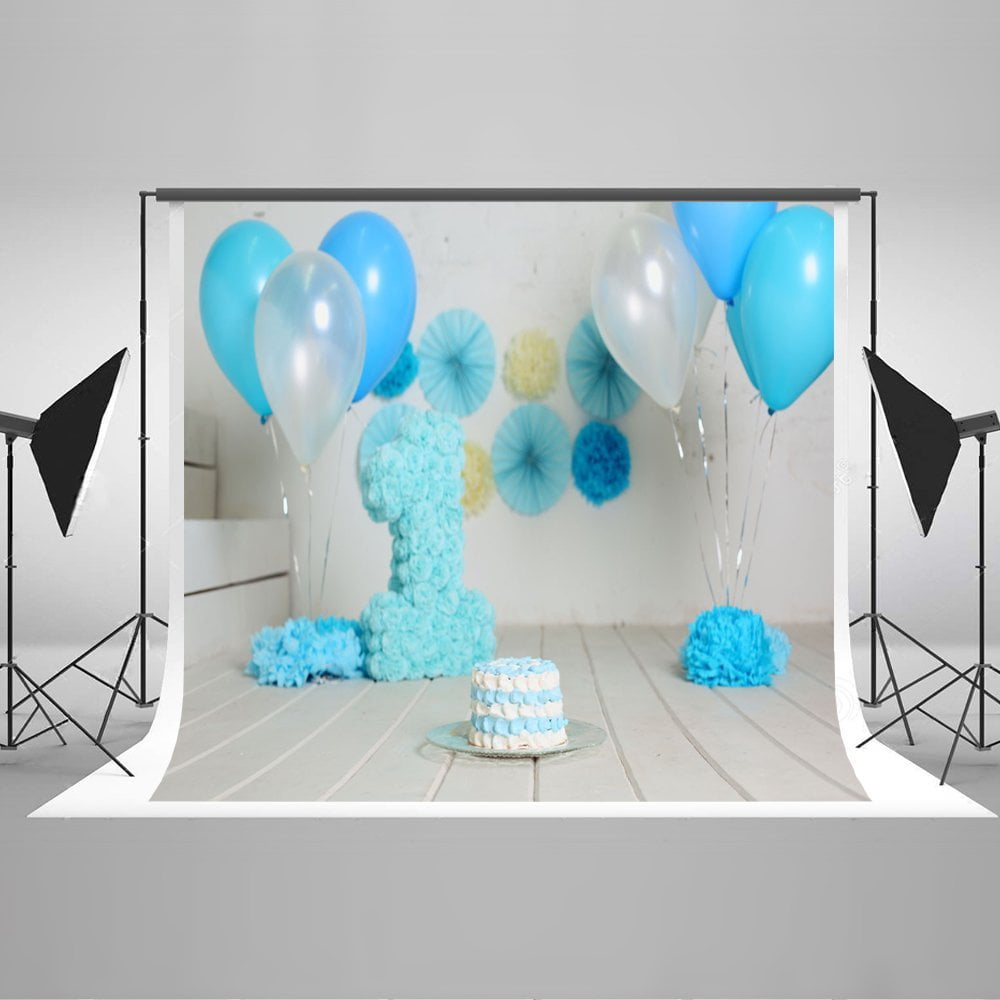 MOHome 7x5ft 1st Birthday Backdrop for Boy Blue Cake Smash Photo ...
