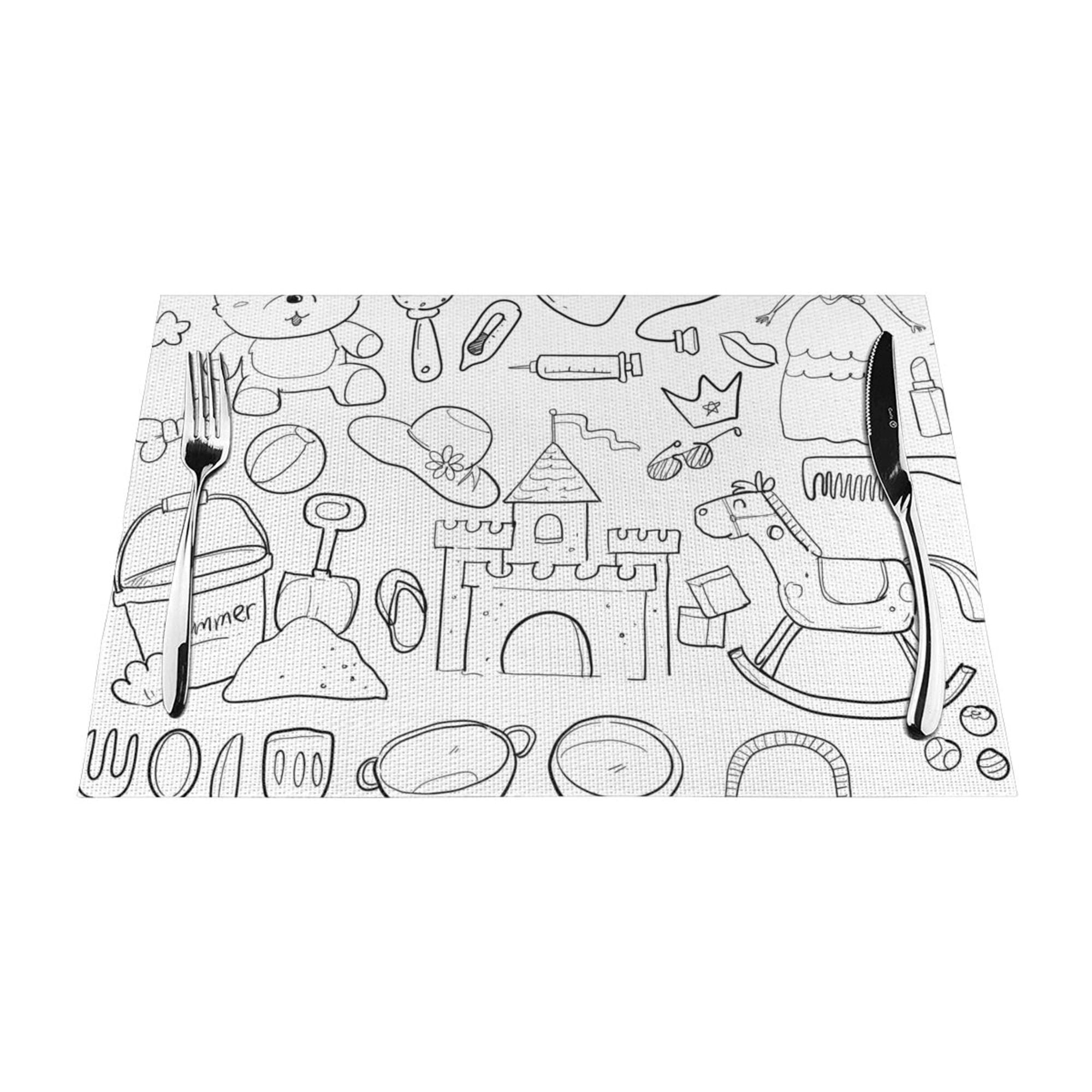 XMXY Woven Placemats Set of 4 PCS, Baby Hand Sketch Table Mats Washable ...