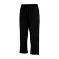 Musuos Women Casual Wide Leg Pants Cotton Linen Capri Cropped Baggy
