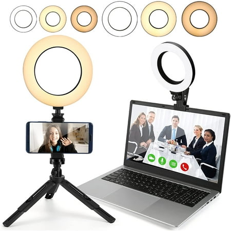 Video Conference Lighting,2-Pack, Ring Light with Tripod Stand & Clamp ...