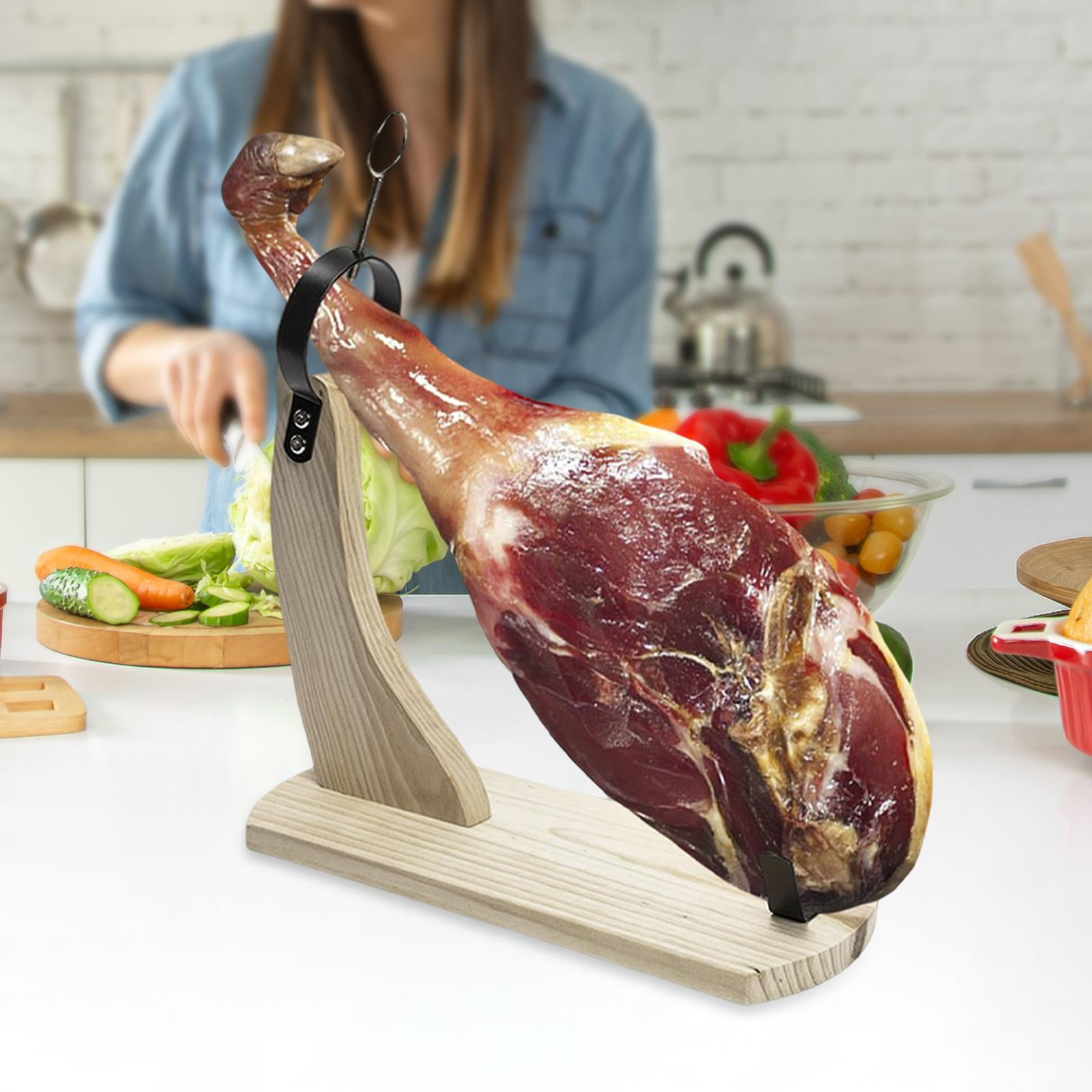 Wooden Spanish Ham Slicer Rack Stall with Non-Slip Pads Shelf Durable ...