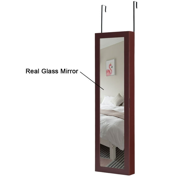 Topbuy Wall Door Mounted Mirrored Jewelry Cabinet Standing Vanity ...