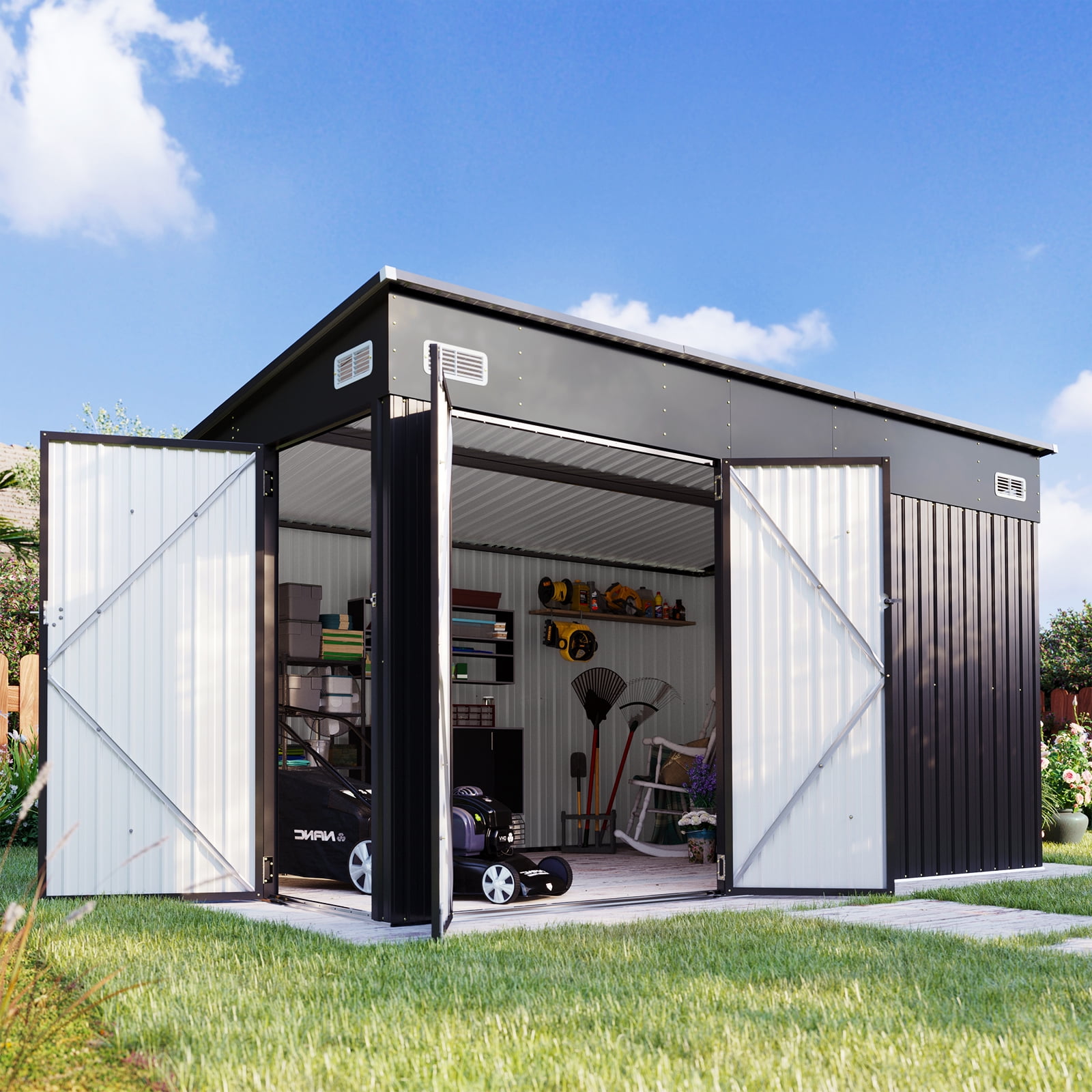 Click here for Aoxun 11.5x7.5 Shed Outdoor Storage Shed With Trip... prices