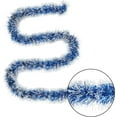 10M Blue and Silver Christmas Tinsel Garland for Tree Decoration Shiny ...