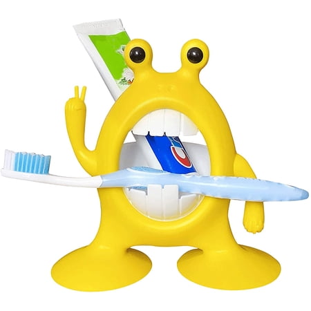 QUETO Fun Frog Cute Cartoon Kids Toothbrush Holder, Toothbrush and ...