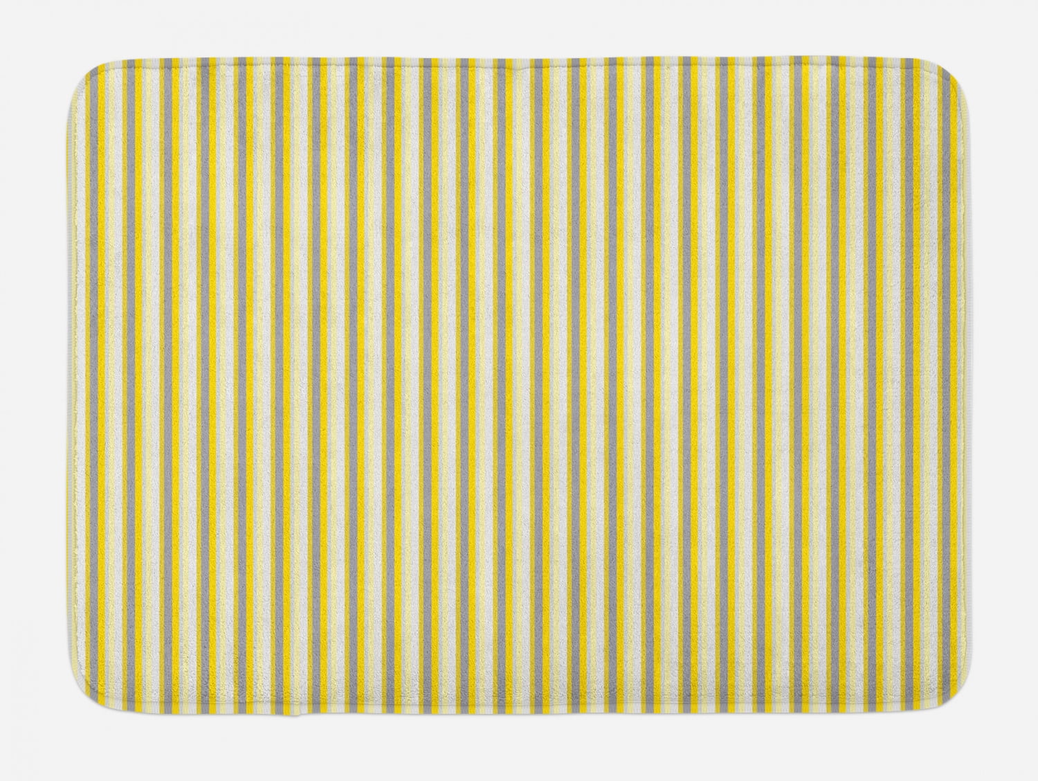 Yellow Bath Mat, Classical Pattern with Vertical Stripes in Retro Style ...