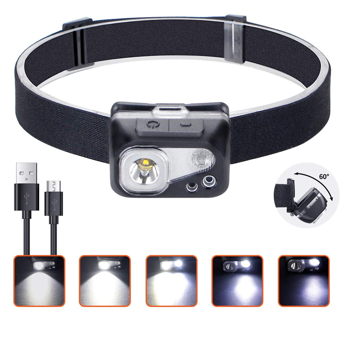 LED Headlamp, COSMOING 800 Lumen Ultra Bright Head Light Flashlight ...