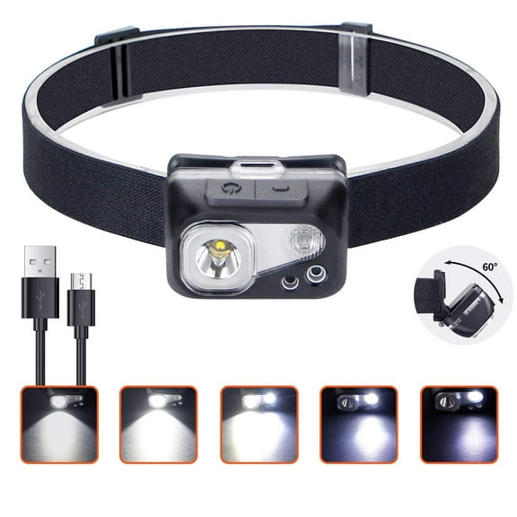 ZLCRechargeable Headlamp,2 Pack 2500 Lumen Bright 5 Led Headlamp,14 ...