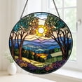 Stained Glass Forest Tree Light Rays Window Hanging Art - Walmart.com