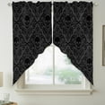 Baroque Style Swag Curtain Valance for Window 2 Panels Grey Black Skull ...