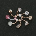 ZS Hypoallergenic 14G Cubic Zirconia Belly Button Rings, Double Ball ...