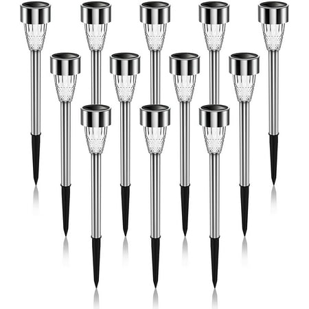 Ultra Bright Solar Lights Outdoor Waterproof 12 Pack, [Up to 12H Lighting / Stainless Steel ...