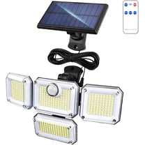 HIKE Solar Lights, 3 Head Motion Sensor Lights Adjustable 74 LED Flood ...