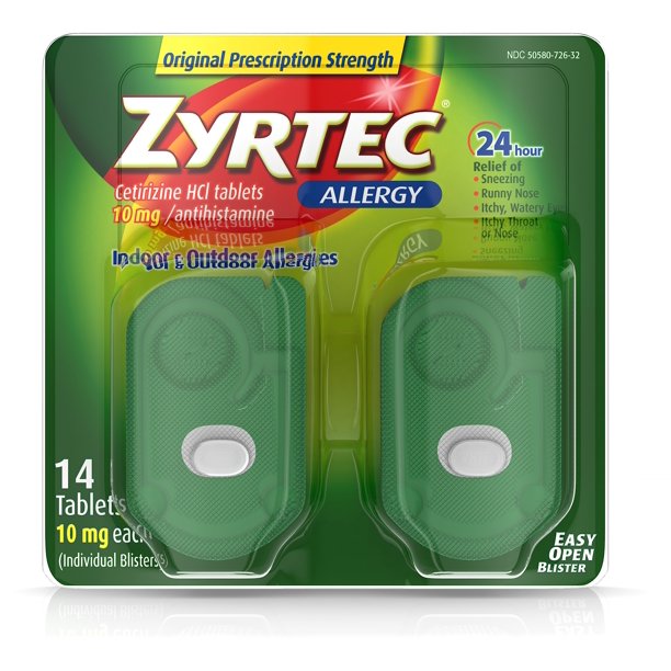Zyrtec Allergy 10 mg Tablets Blister Pack (Pack of 3) - Walmart.com ...