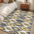 Abstract Art Washable Area Rug 3x5 Modern Diamond Patterns Yellow Grey ...