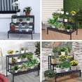 3 Tiers Metal Plant Stand,Rectangular Ladder Flower Pots Outdoor ...