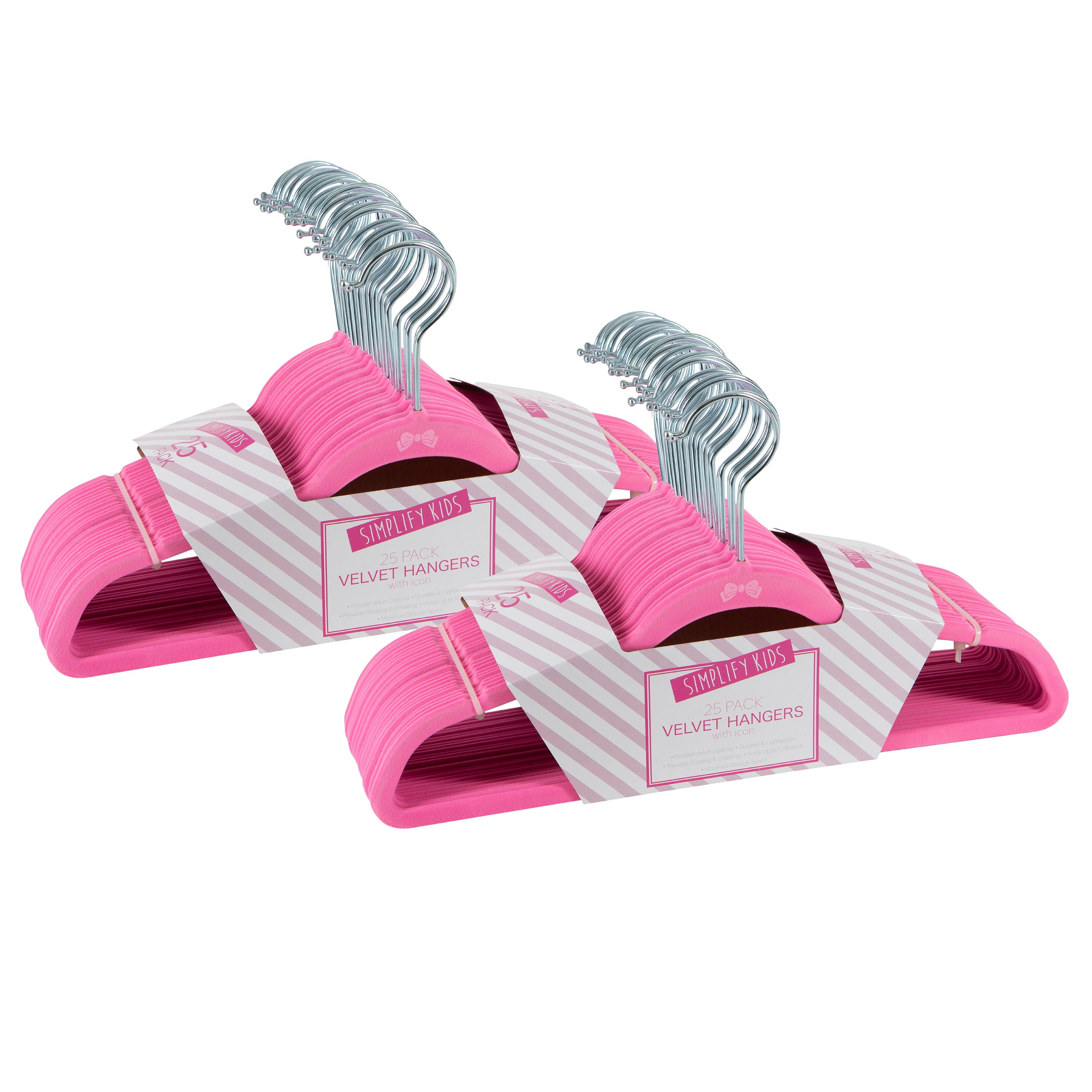Simplify Kids 50 Pack Velvet Hangers in Pink - Walmart.com