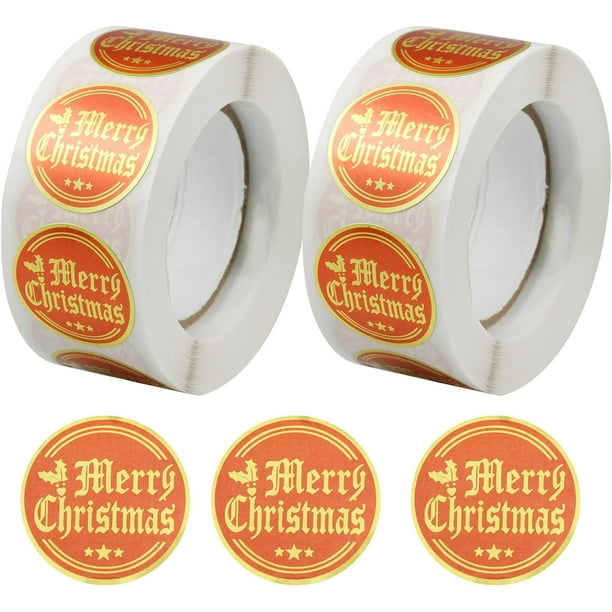1000 Pieces Merry Christmas Labels Round Adhesive Gifts Christmas ...