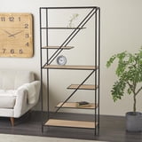 DecMode 32" x 71" Brown Wooden Geometric Diagonal Angled 6-Tier ...
