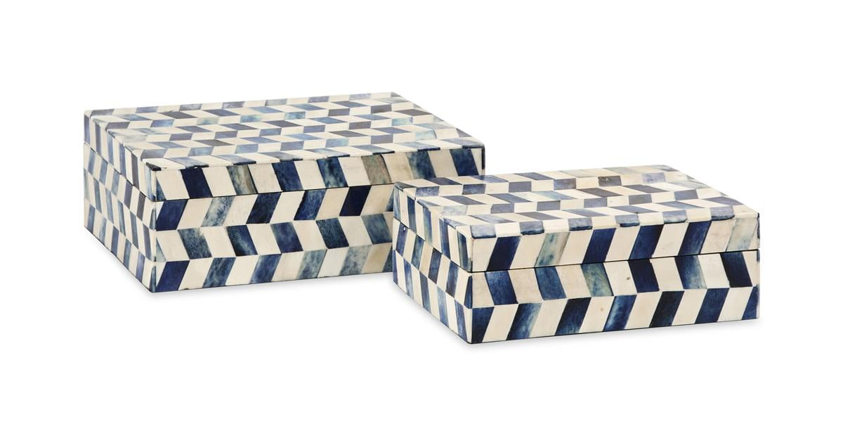 Essentials Marine Blue Bone Boxes - Set of 2 - Walmart.com