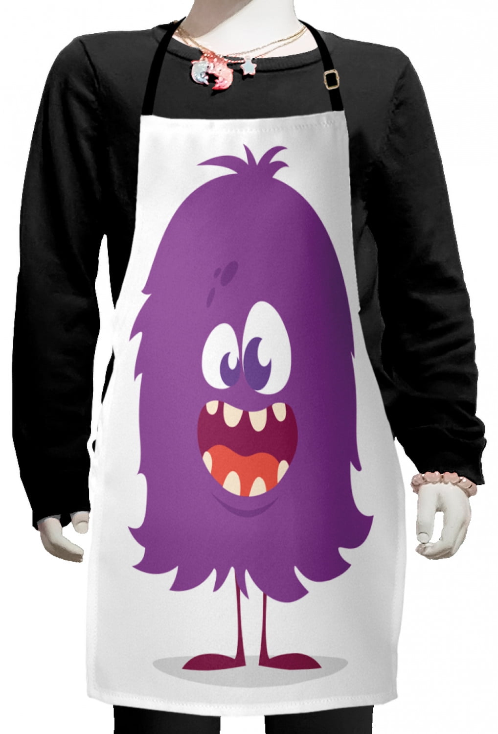 Alien Kids Apron, Monster Making a Silly Face Troll Smiling Print, Boys ...