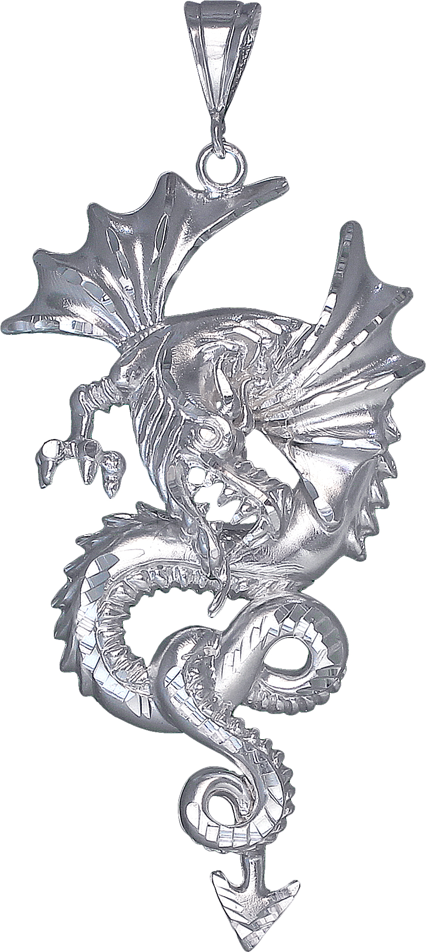 Huge Heavy Sterling Silver Dragon Pendant Necklace 4 Inches 22 Grams ...