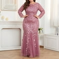 Womens Plus Size Embroidered Tulle Evening Dress Elegant Mermaid Formal
