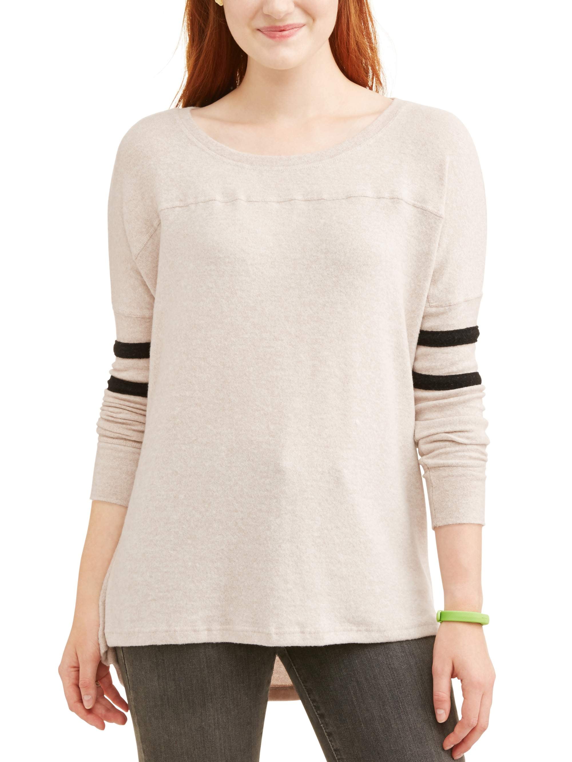 Poof! Juniors' Varsity Stripe Long Sleeve Tunic Sweater - Walmart.com