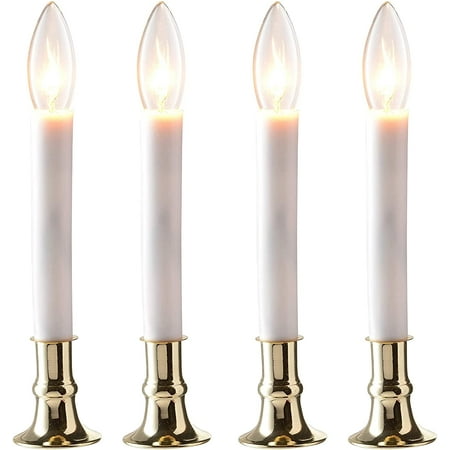 Set of 4 Brass Plated Christmas Window Candle Electric Candle Lights ...