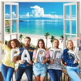 Ocean-Themed Tropical Island Photo Backdrop, Coconut Trees, Sea, Beach ...