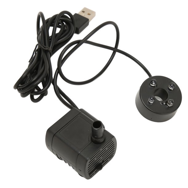 Mini Fountain Pump, Mini Submersible Water Pump LED 4 Colored Lights ...