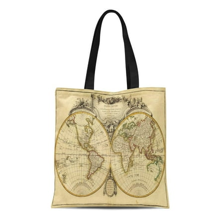 HATIART Canvas Tote Bag Map Old Fashioned World the Vintage Historical Cartograph Cartography ...
