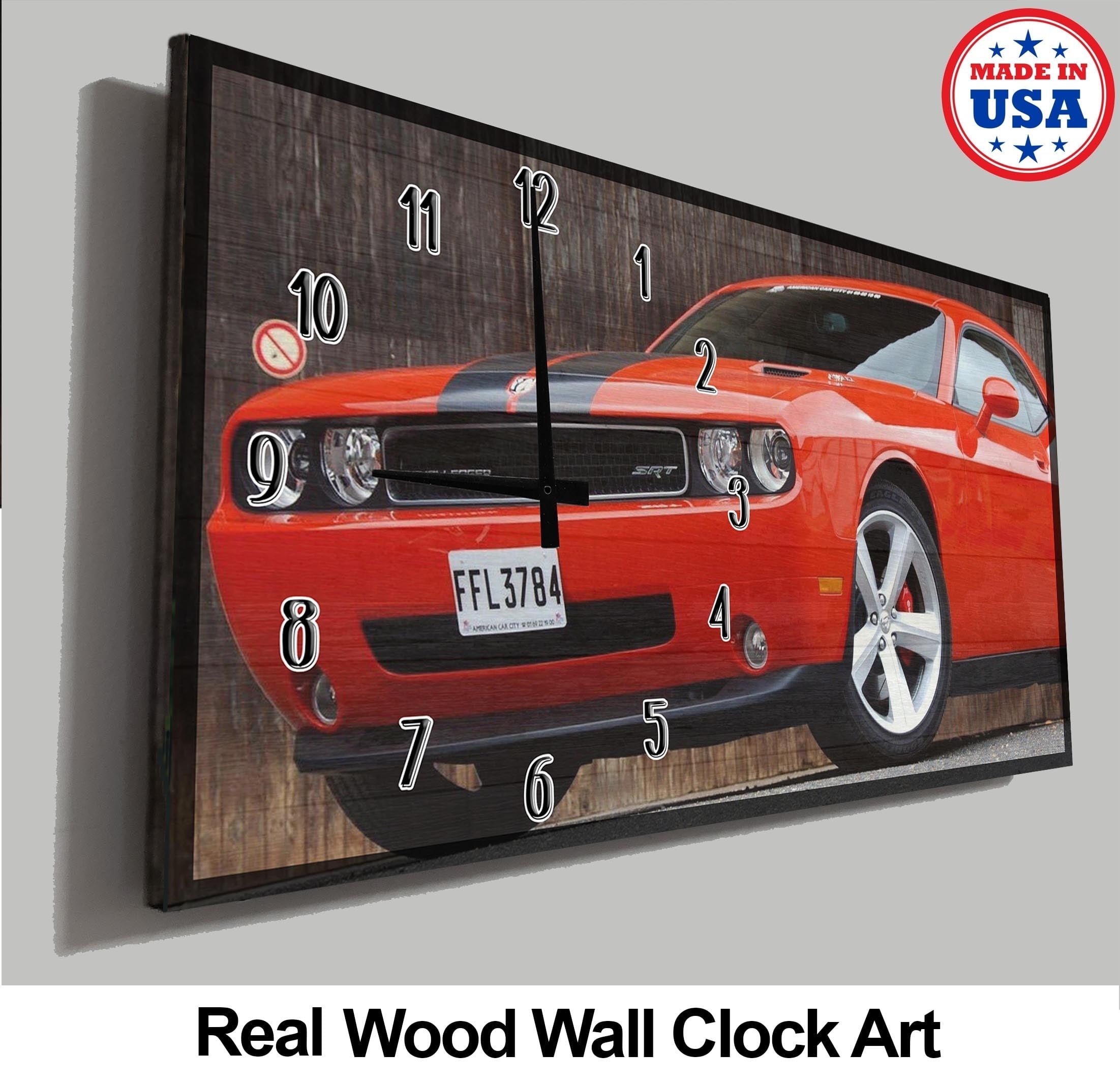 Muscle Car Wall Clock Clean And New Sports Car Red With Black Racing ...