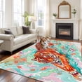 Artistical Tiger Area Rug 5x7 Washable Rug Non Slip Turquoise Pink ...