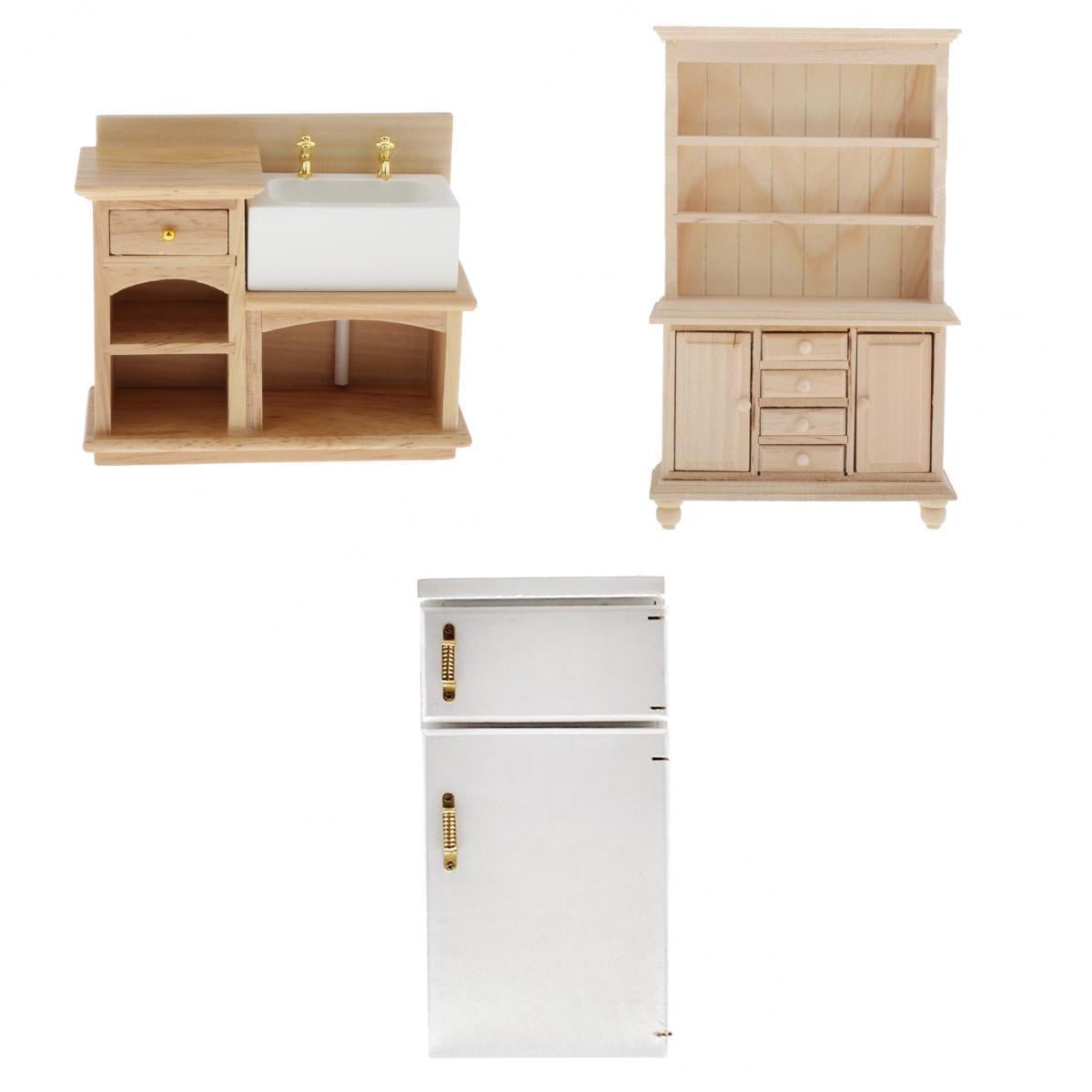 Refrigerador en Miniatura Moderno Estantería Lavabo Fregadero Suministros para Decoración ...