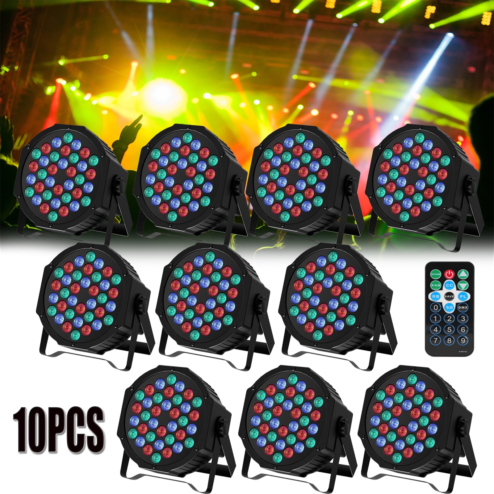 36 LED Stage Lights RGB Par Can Lights Sound Activated DJ Lights DMX w ...