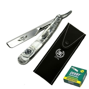 Shavette Straight Shaving Razor with Blades, Barber Use, 100 Derby ...