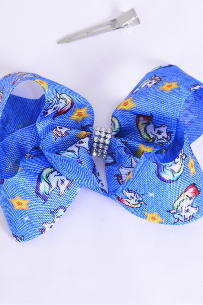 Hair Bow Jumbo Denim Print Unicorn Grosgrain Bow-tie/DZ-Assorted ...